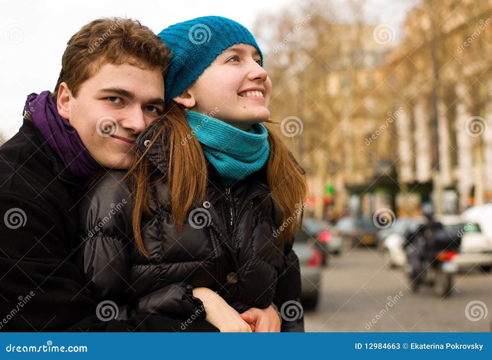 Happy Loving Couple in Paris, Hugging Stock Image - Image of couple ...