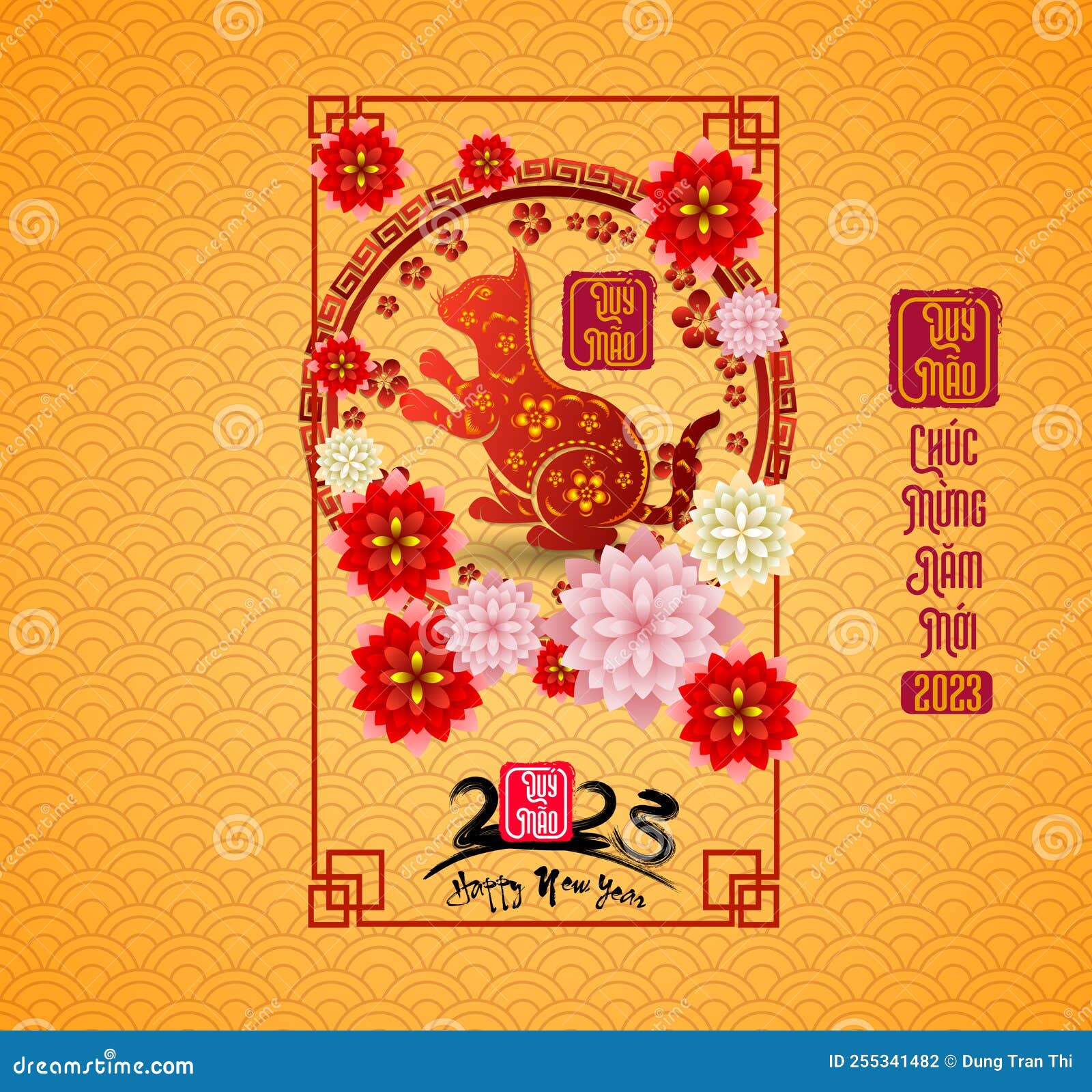 Happy Lunar New Year 2023, Vietnamese New Year, Year Of The Cat Vector ... Happy Lunar New Year 2023, Vietnamese New Year, Year Of The Cat Vector ...