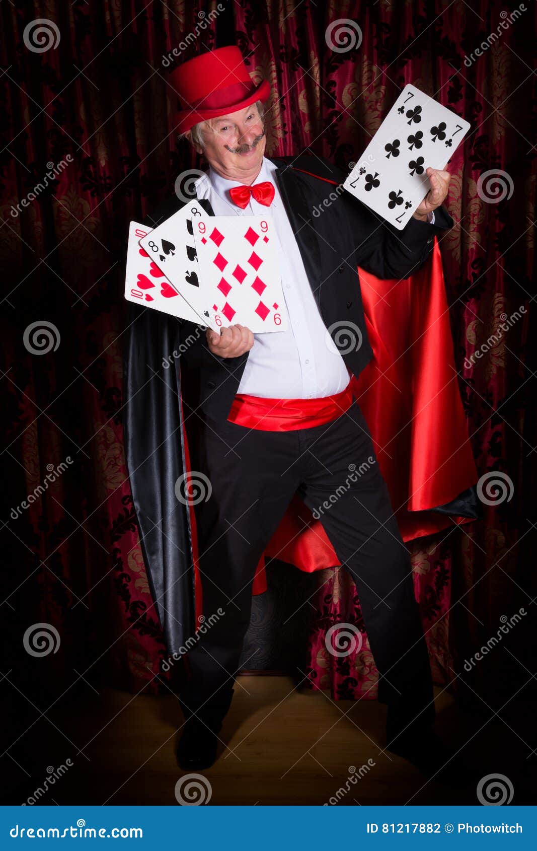 Happy magician with cards stock photo. Image of spectacular - 81217882