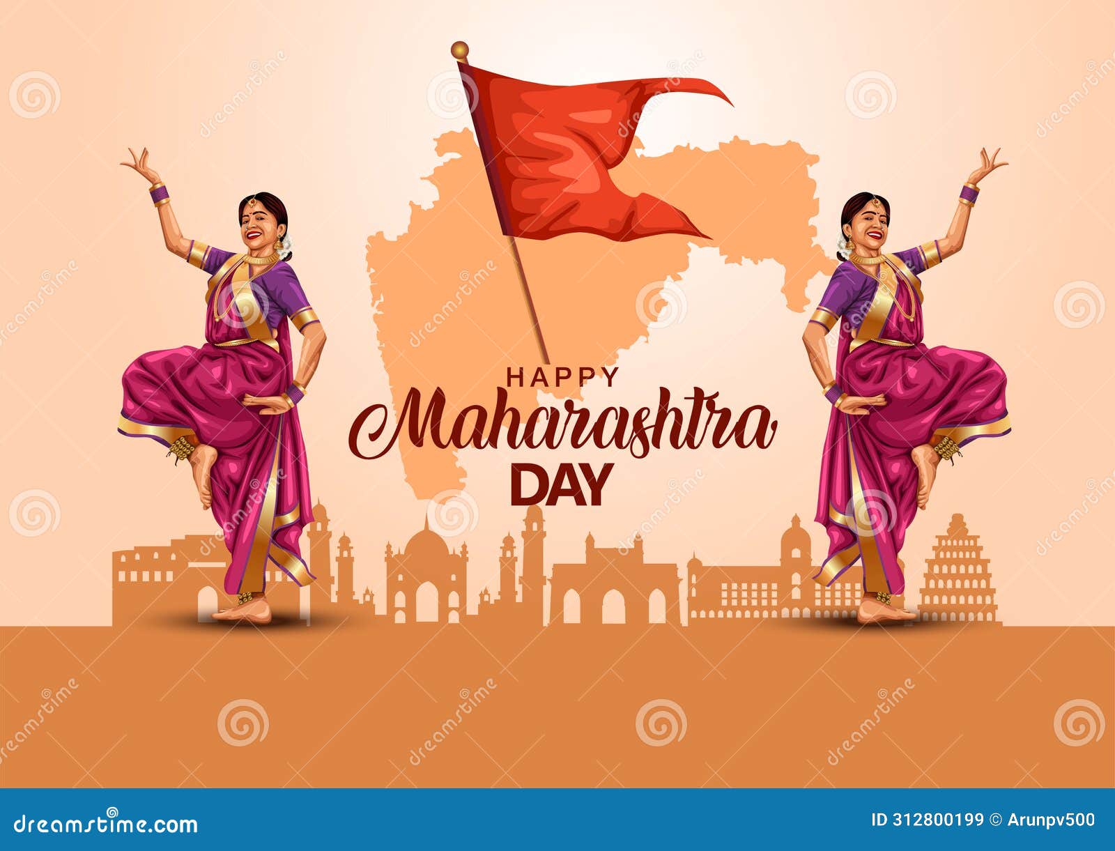 Happy Maharashtra Day With Maharashtra Map Vector And Shivaji Maharaj ...