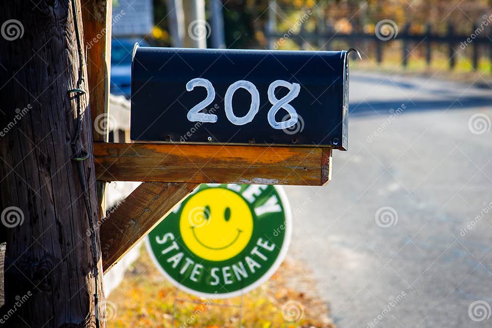 Happy Mailbox with Smiley Face on Pole Stock Photo - Image of quirky ...