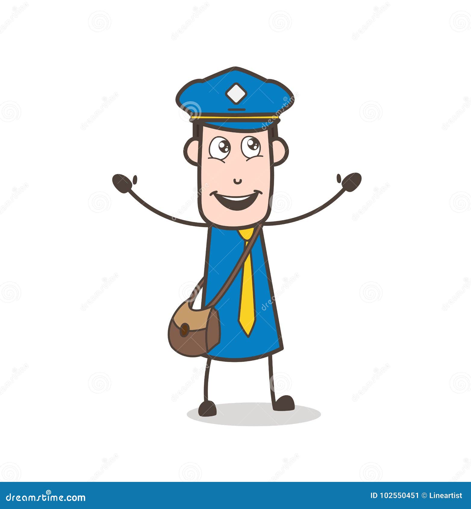 Happy Mailman Face with Open Hands Vector Stock Illustration ...