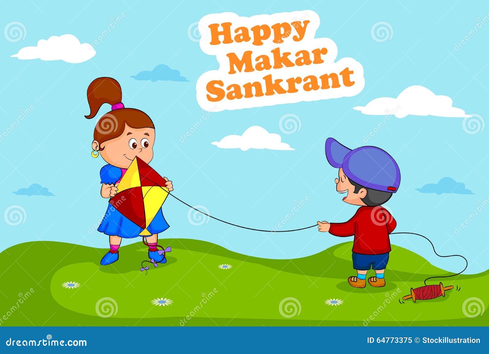 Happy Makar Sankrant stock vector. Illustration of asian - 64773375