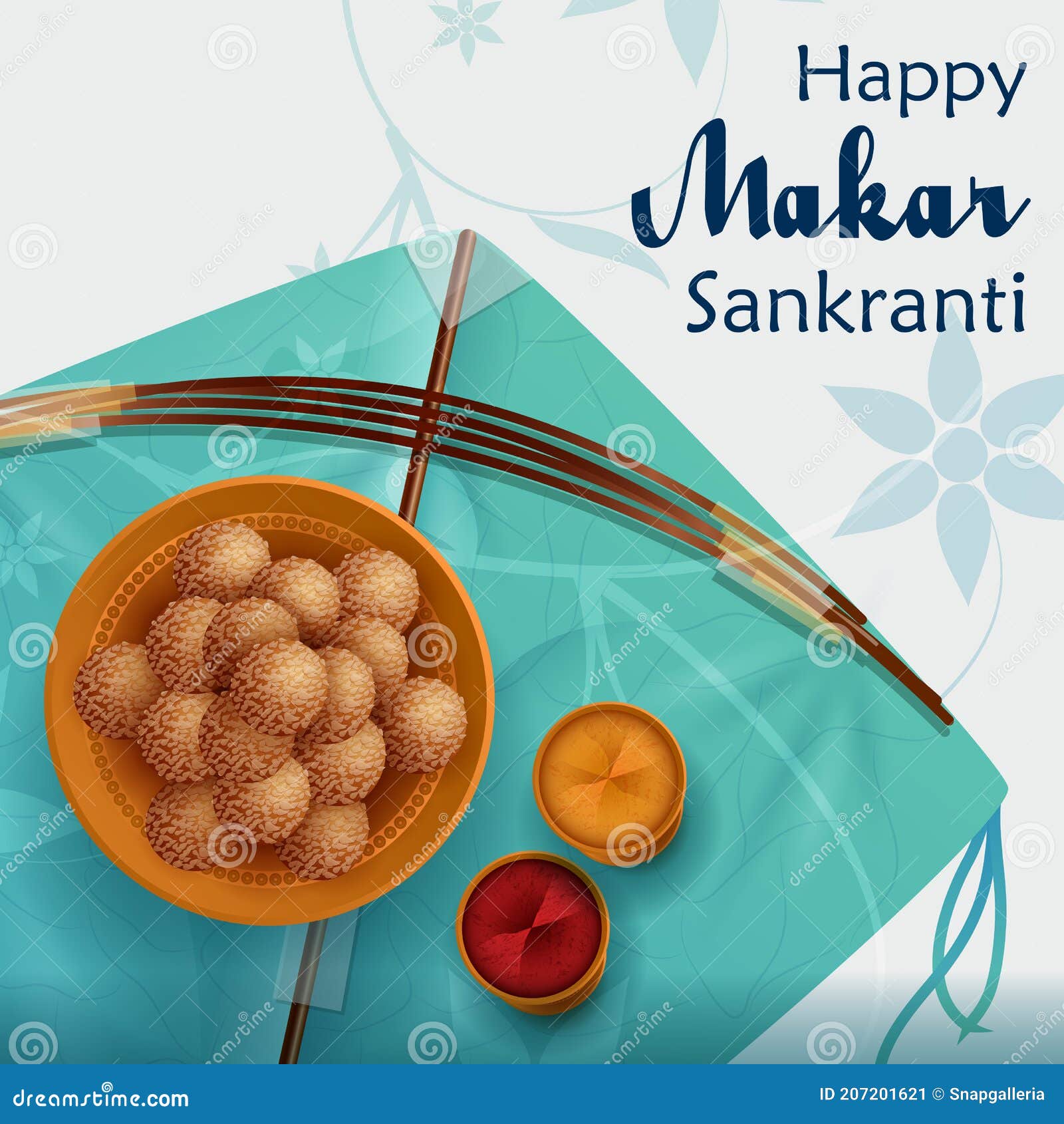 Happy Makar Sankranti - Indian Festival And Tilgul With Kite Or Patang ...