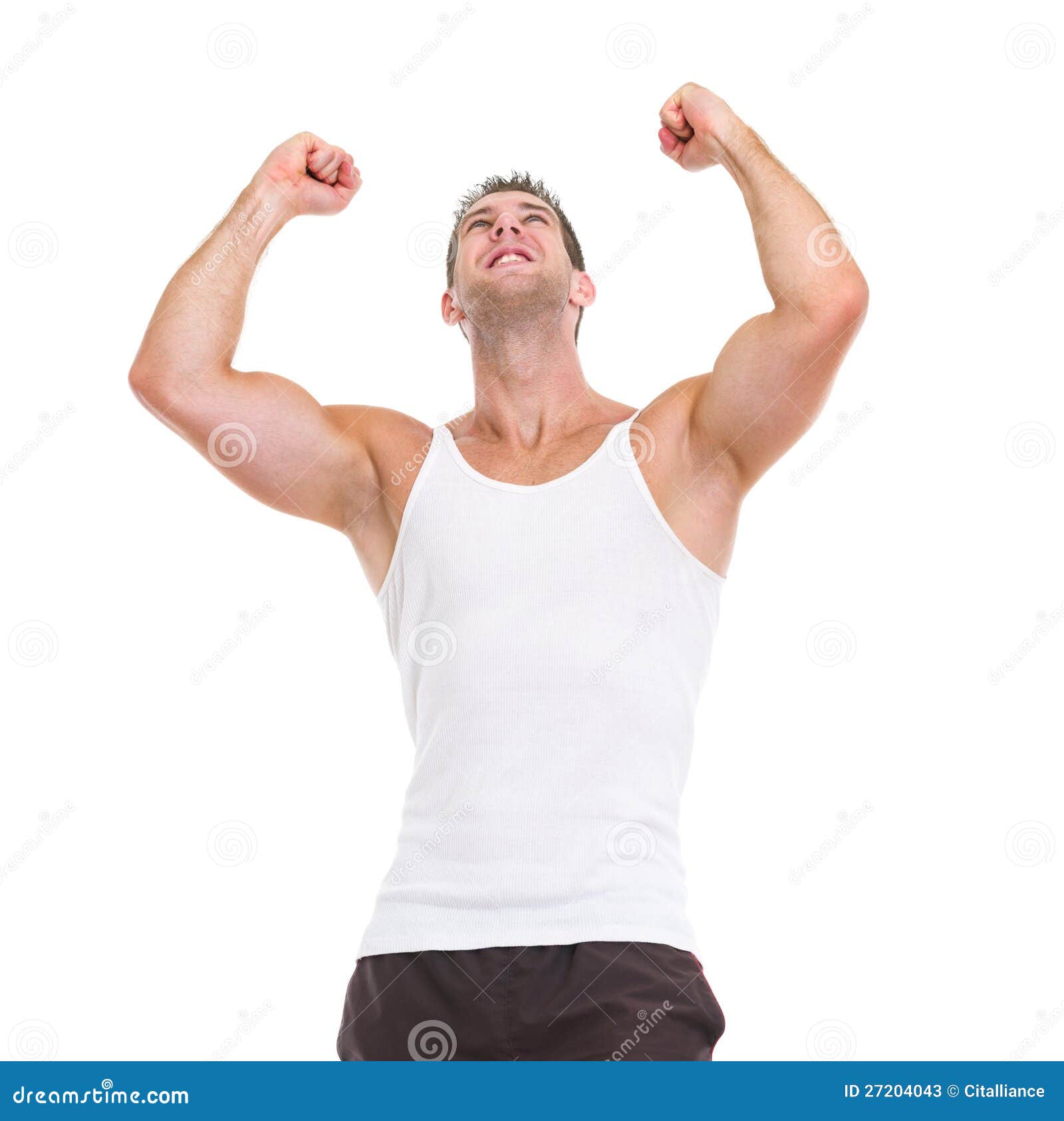 Happy Male Athlete Rejoicing Success Stock Image - Image of ...