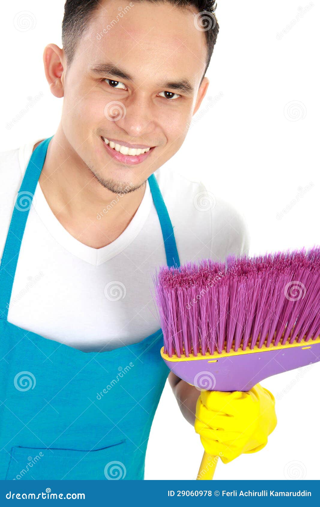 Happy Male Cleaning Service Stock Photo - Image of service, domestic ...