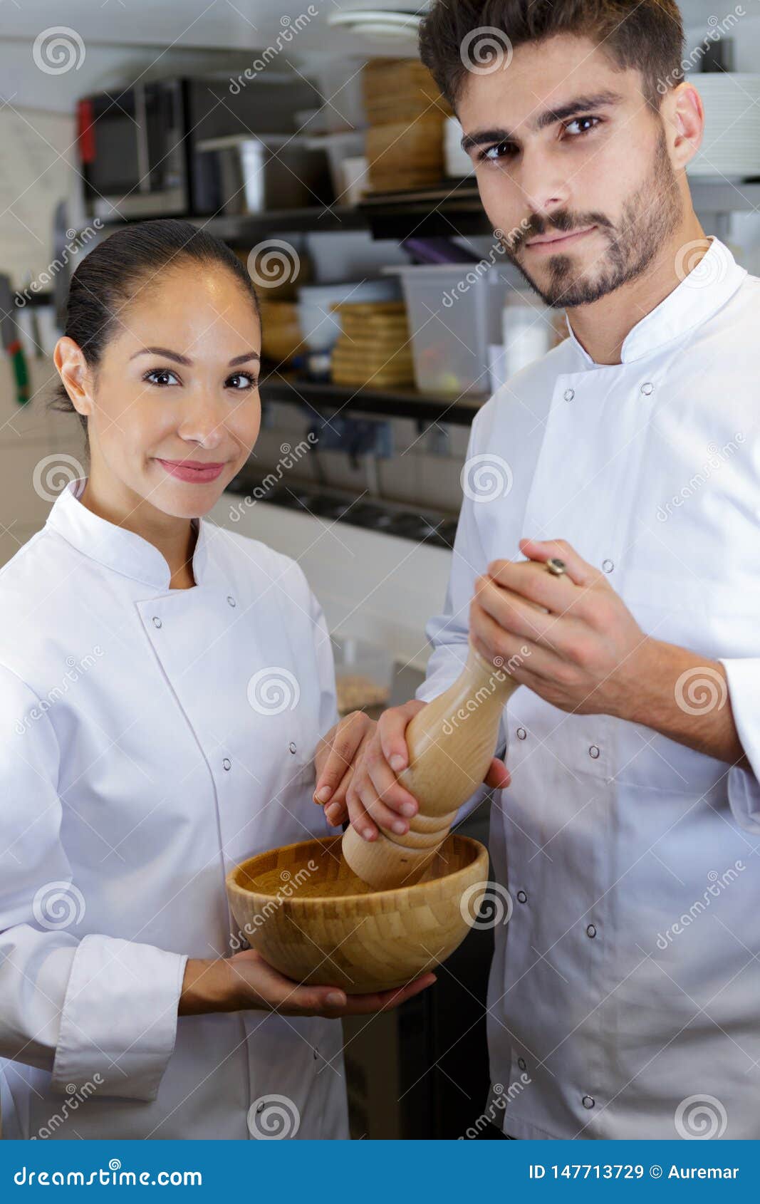 Happy male and female chef stock image. Image of class - 147713729
