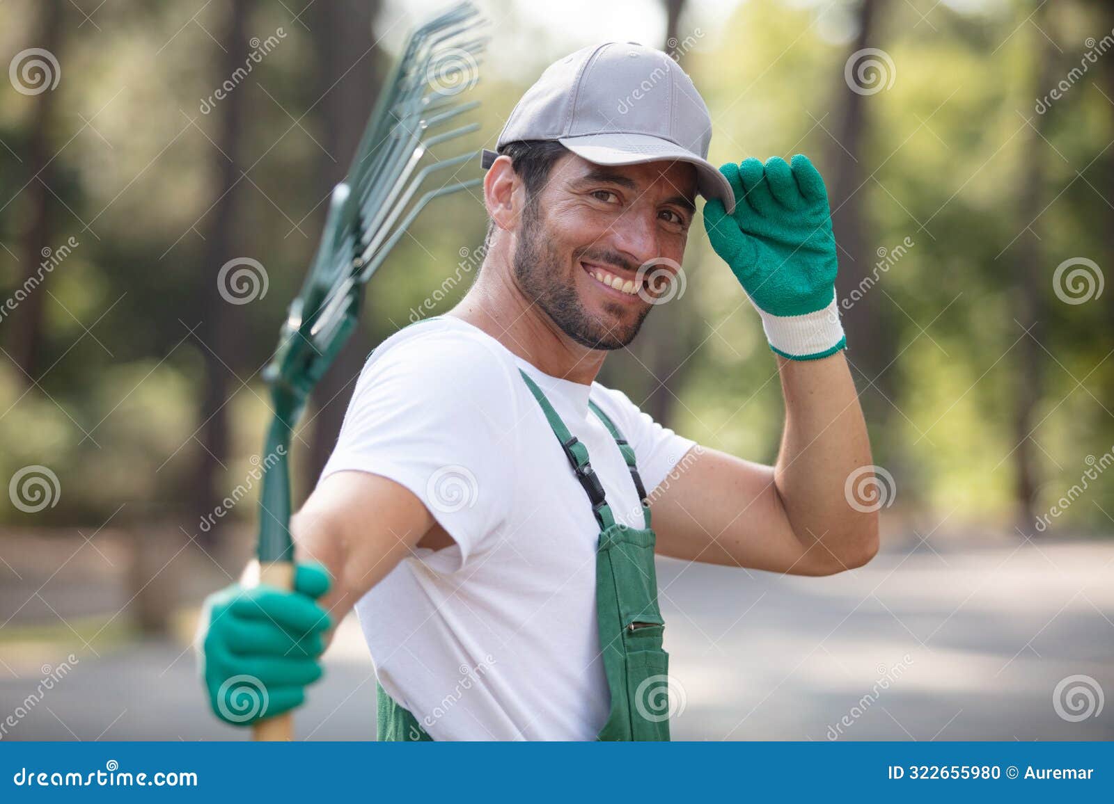Happy Male Gardner with Gardening Tool Stock Photo - Image of cheer ...