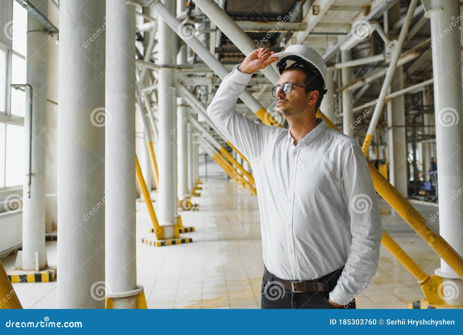 Happy Male Industrial Technician Inside a Factory Stock Photo - Image ...