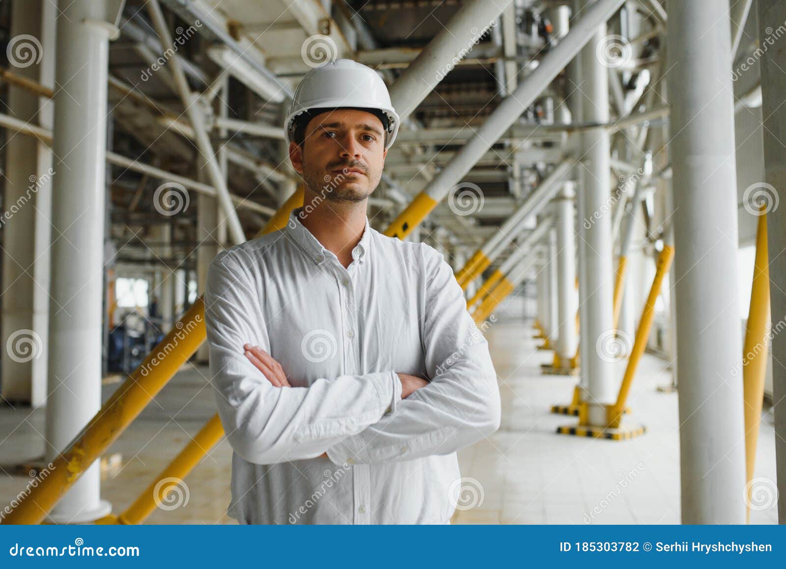 Happy Male Industrial Technician Inside a Factory Stock Photo - Image ...