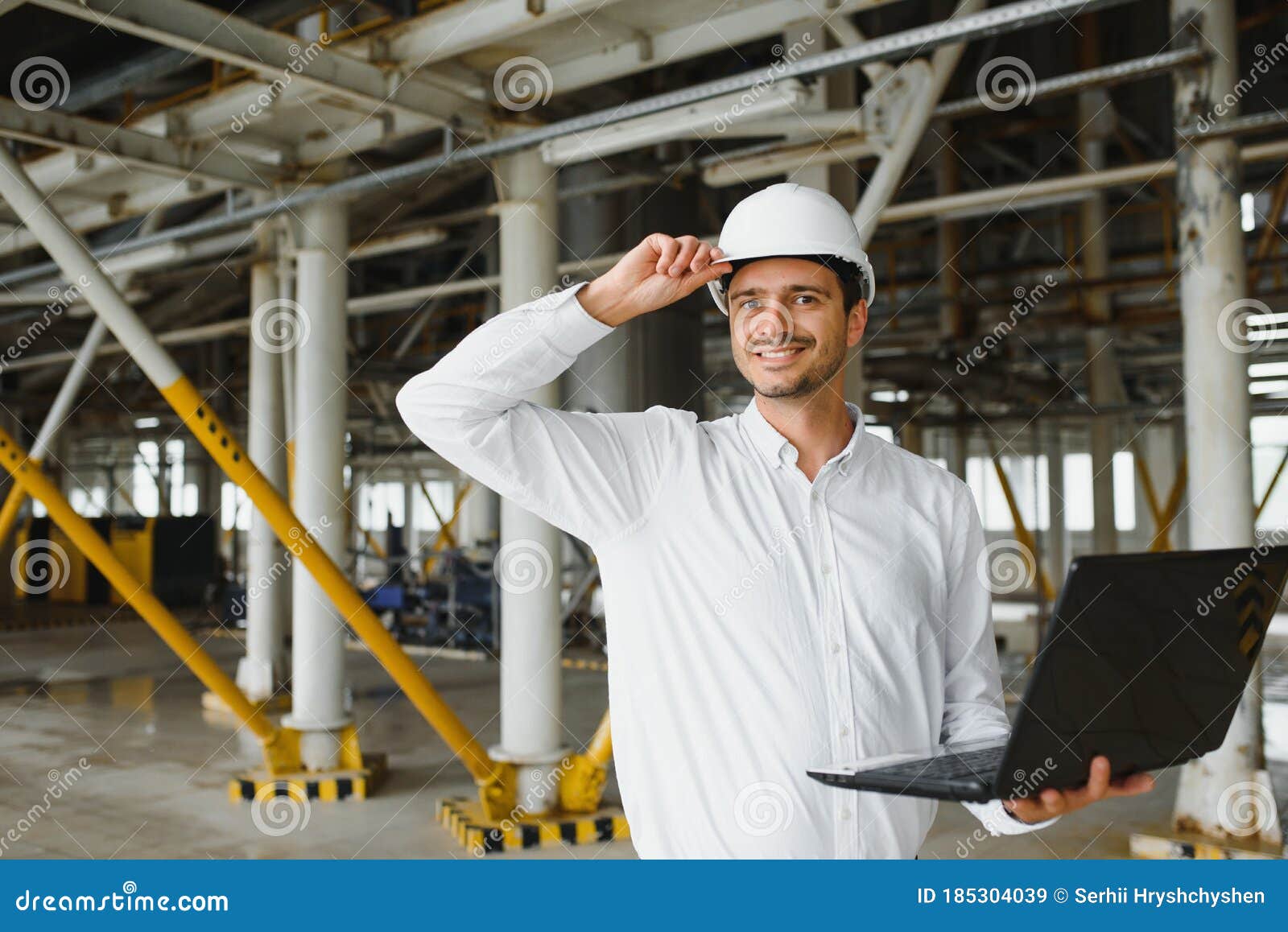 Happy Male Industrial Technician Inside a Factory Stock Image - Image ...