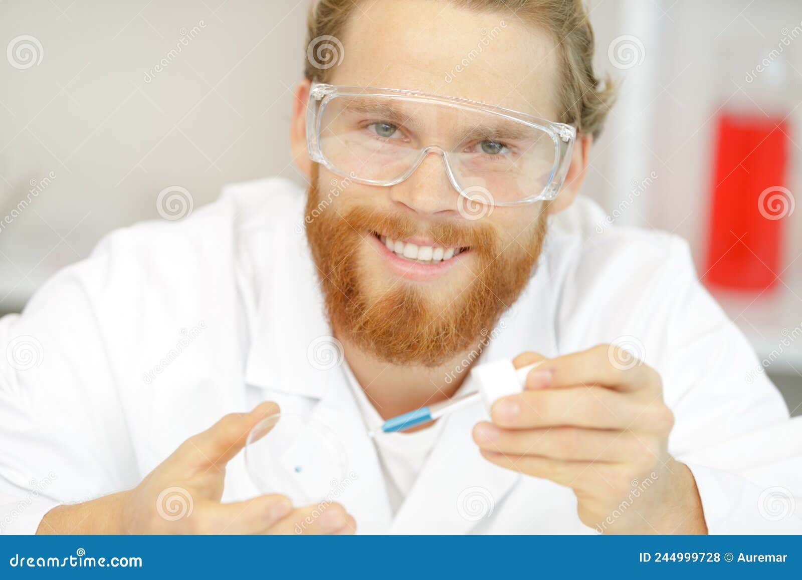 Happy Male Lab Worker Smiling at Camera Stock Photo - Image of chemist ...