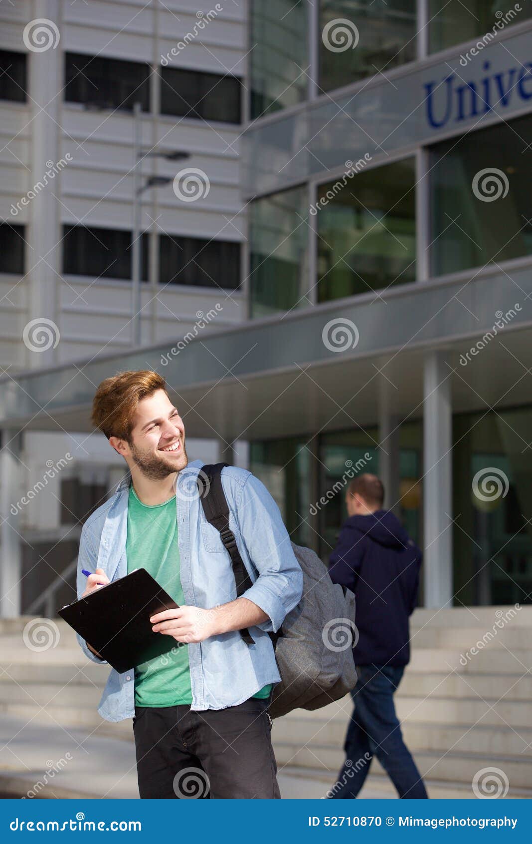 Happy Male University Student Standing on Campus Stock Photo - Image of ...