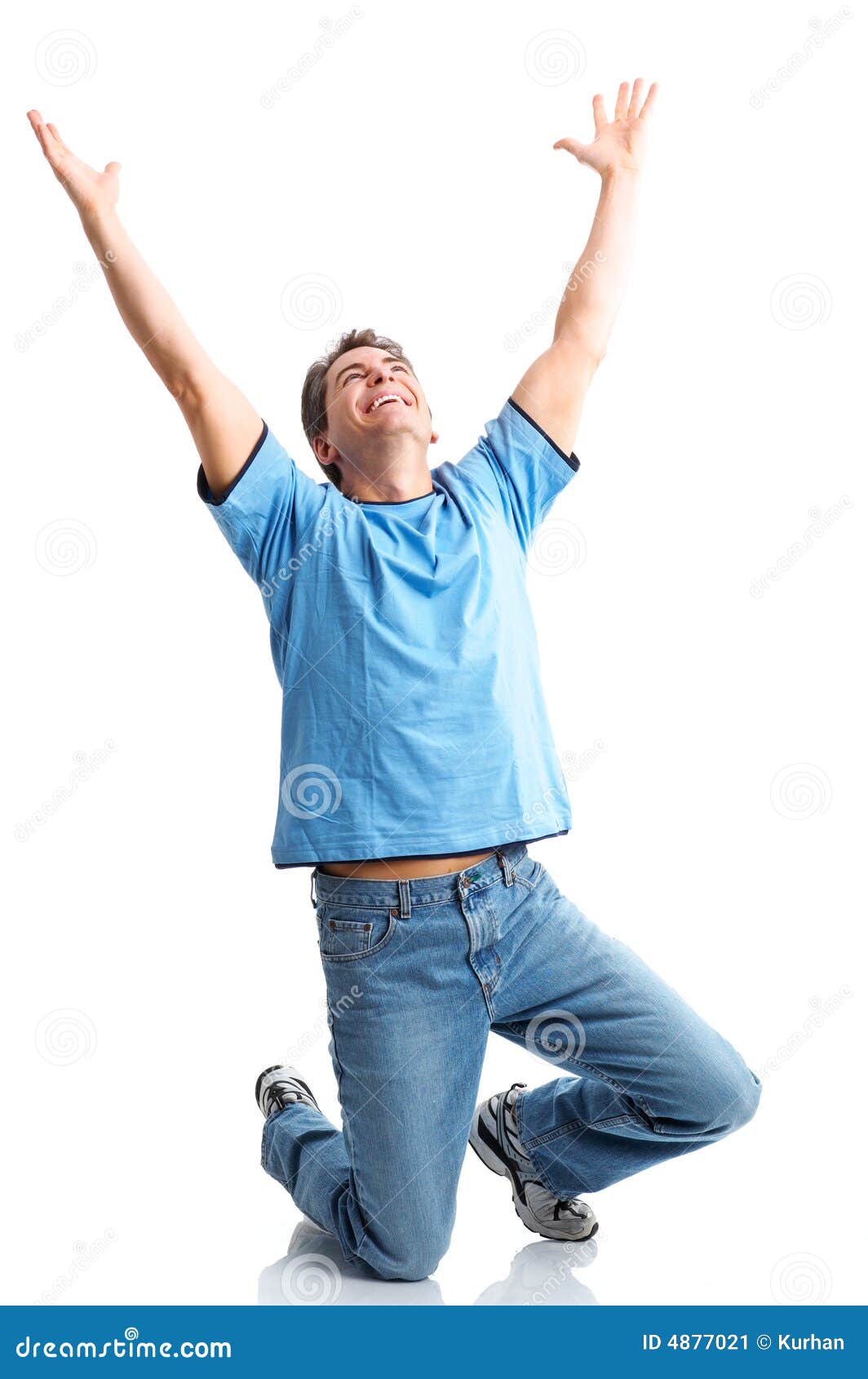 Happy man stock image. Image of background, shirt, blue - 4877021