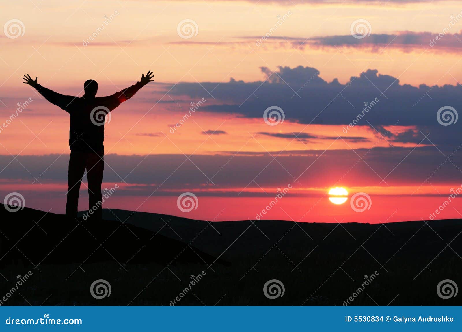 Happy man stock photo. Image of male, silhouette, sunset - 5530834
