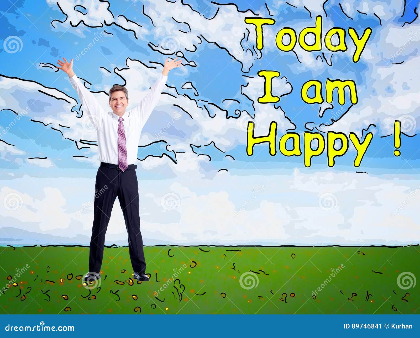 Happy Man on Abstract Design Background. Stock Illustration ...
