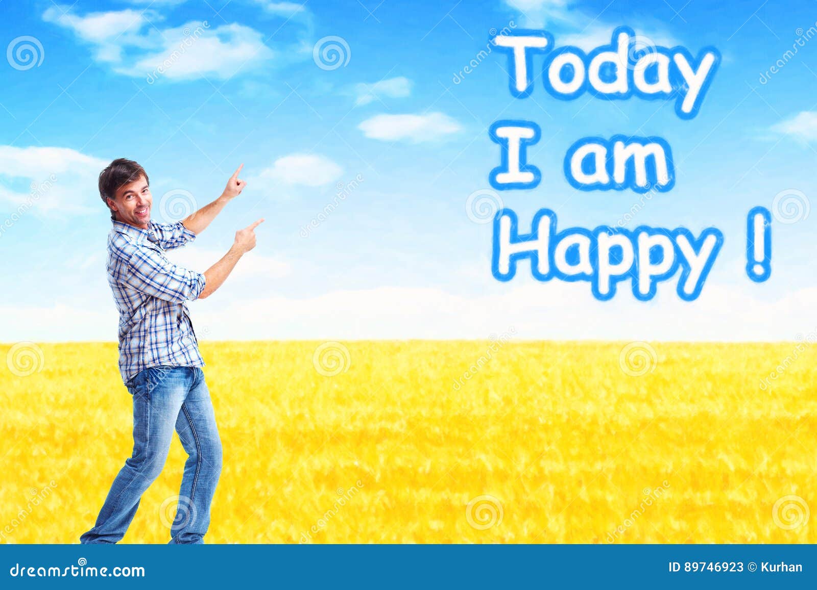Happy Man on Abstract Design Background. Stock Image - Image of field ...