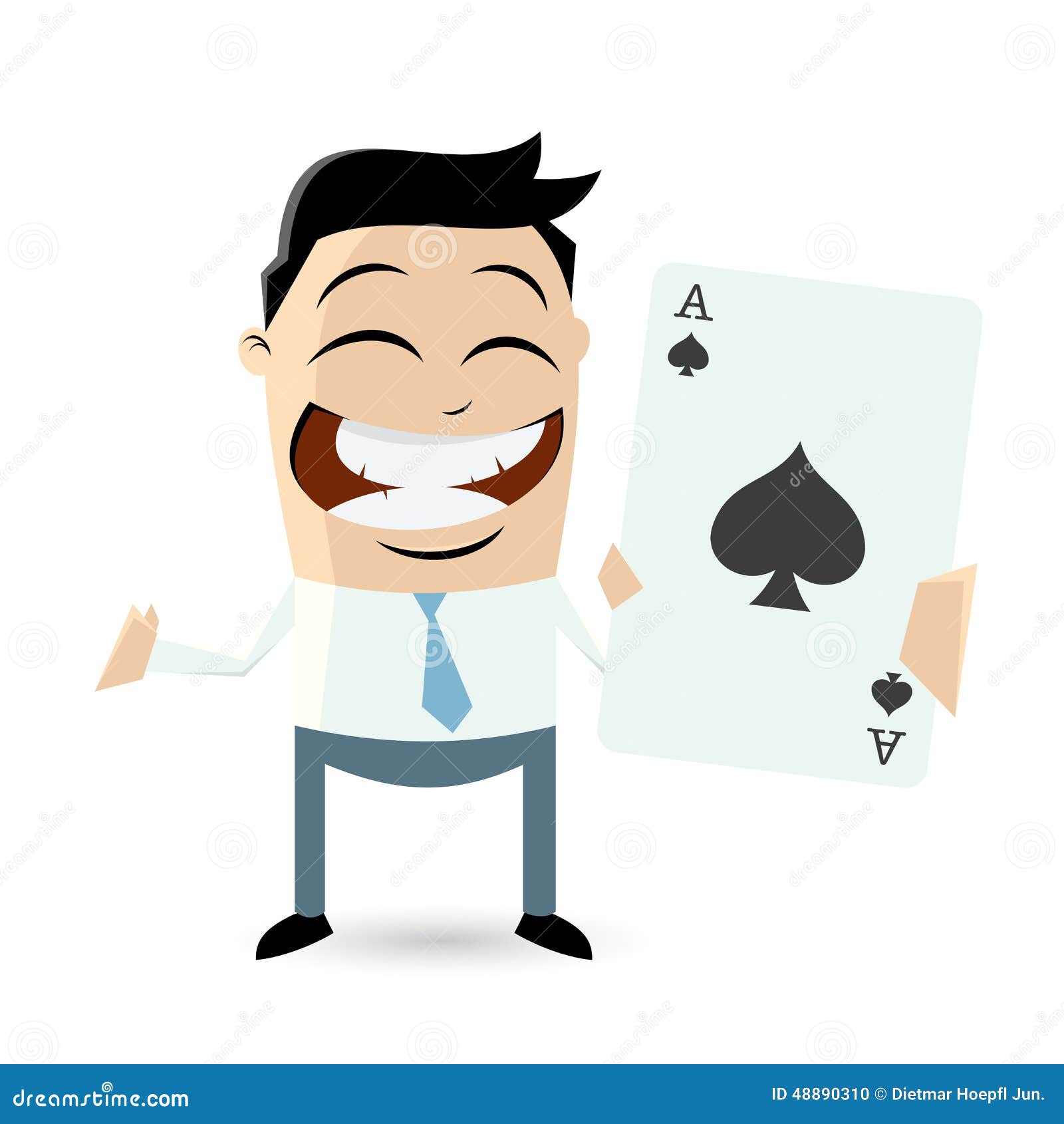 Happy Man with Ace of Spades Stock Vector - Illustration of smiling ...