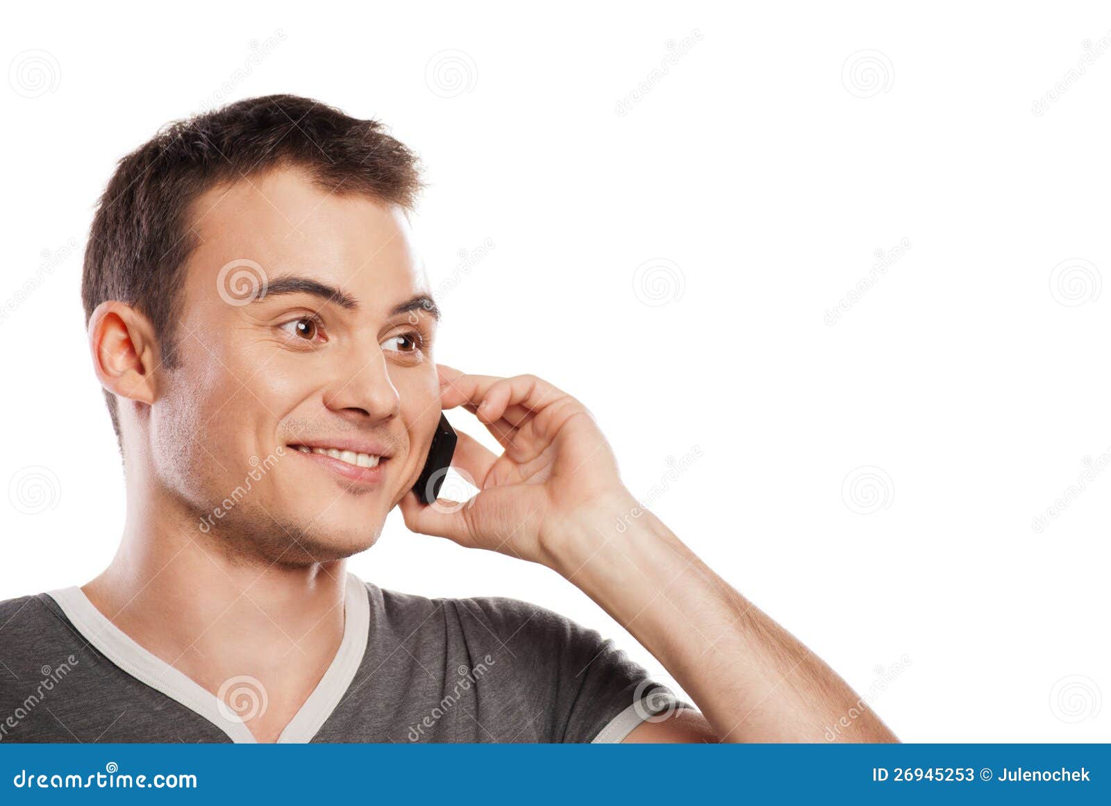 Happy Man Answering the Phone Isolated Stock Image - Image of lifestyle ...