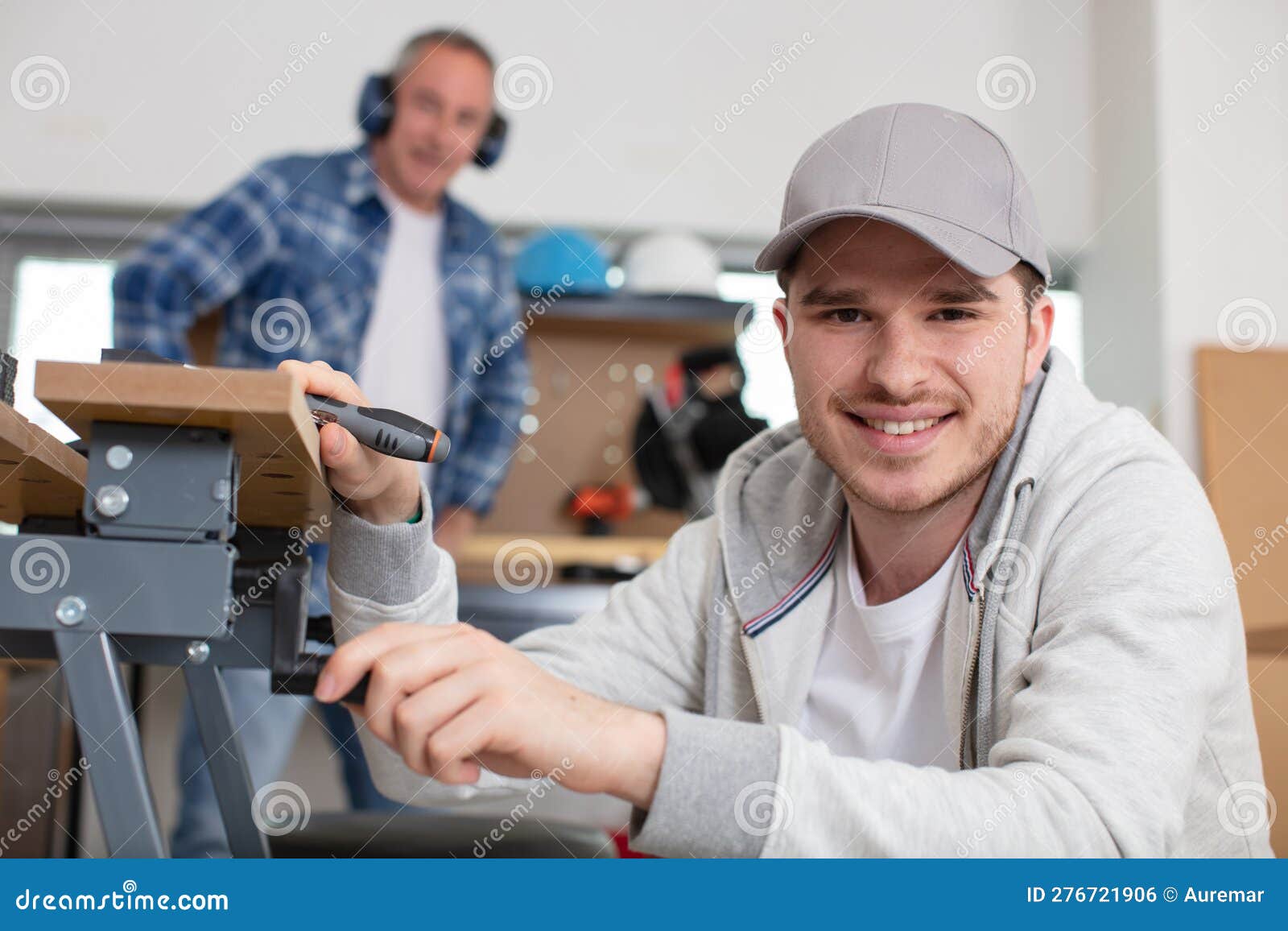Happy Man As Craftsman Apprentice Stock Photo - Image of work, safety ...