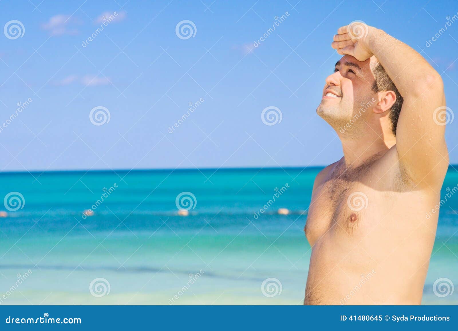Happy man on the beach stock image. Image of relaxing - 41480645