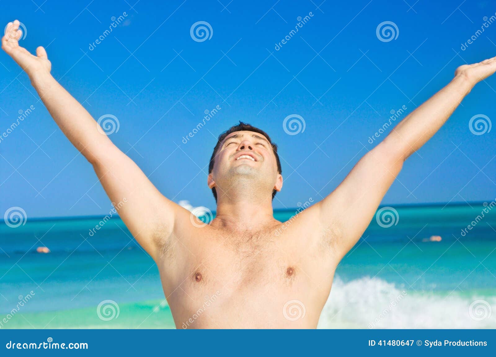 Happy man on the beach stock image. Image of healthy - 41480647