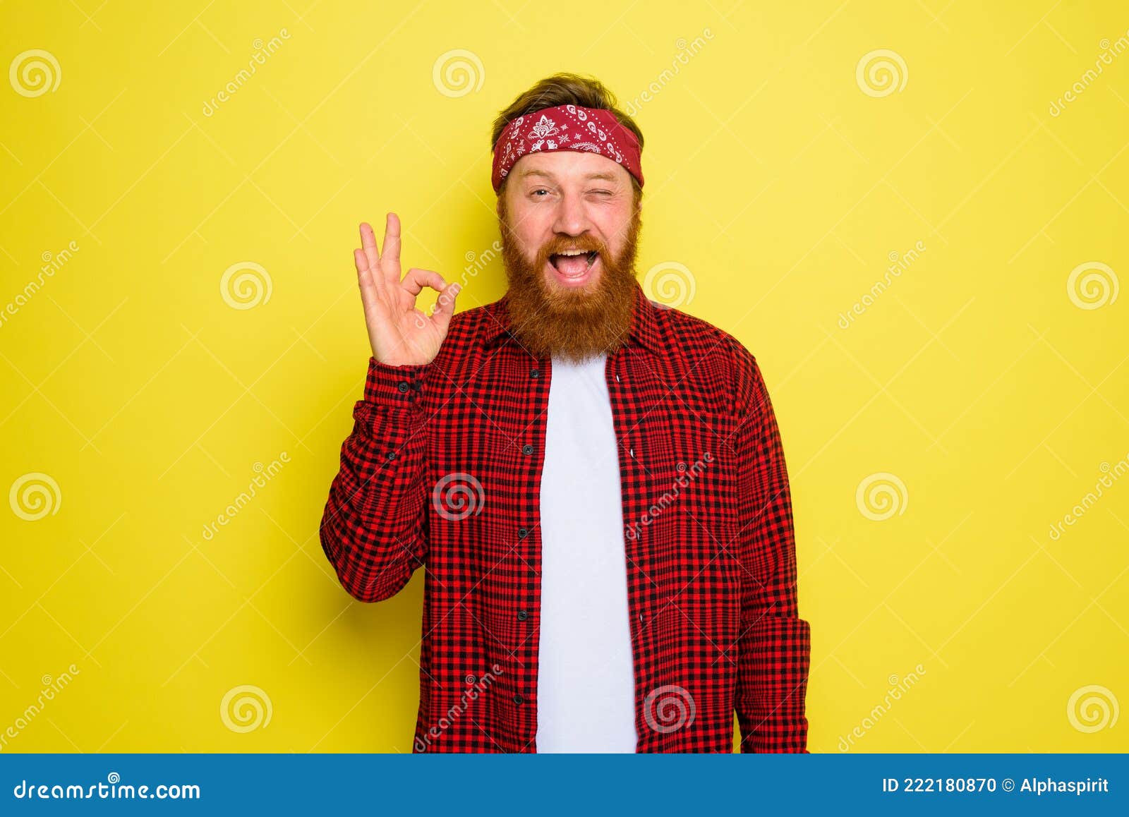Happy Man with Beard and Bandana in Head Stock Photo - Image of beard ...