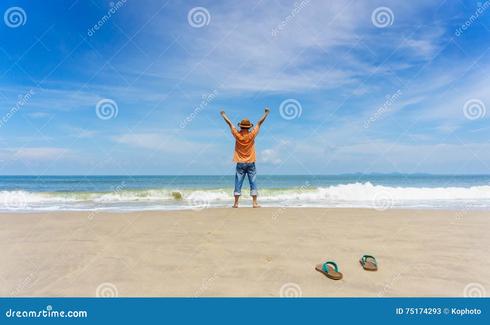 Happy Man on Beautiful Beach Stock Image - Image of scenic, nature ...