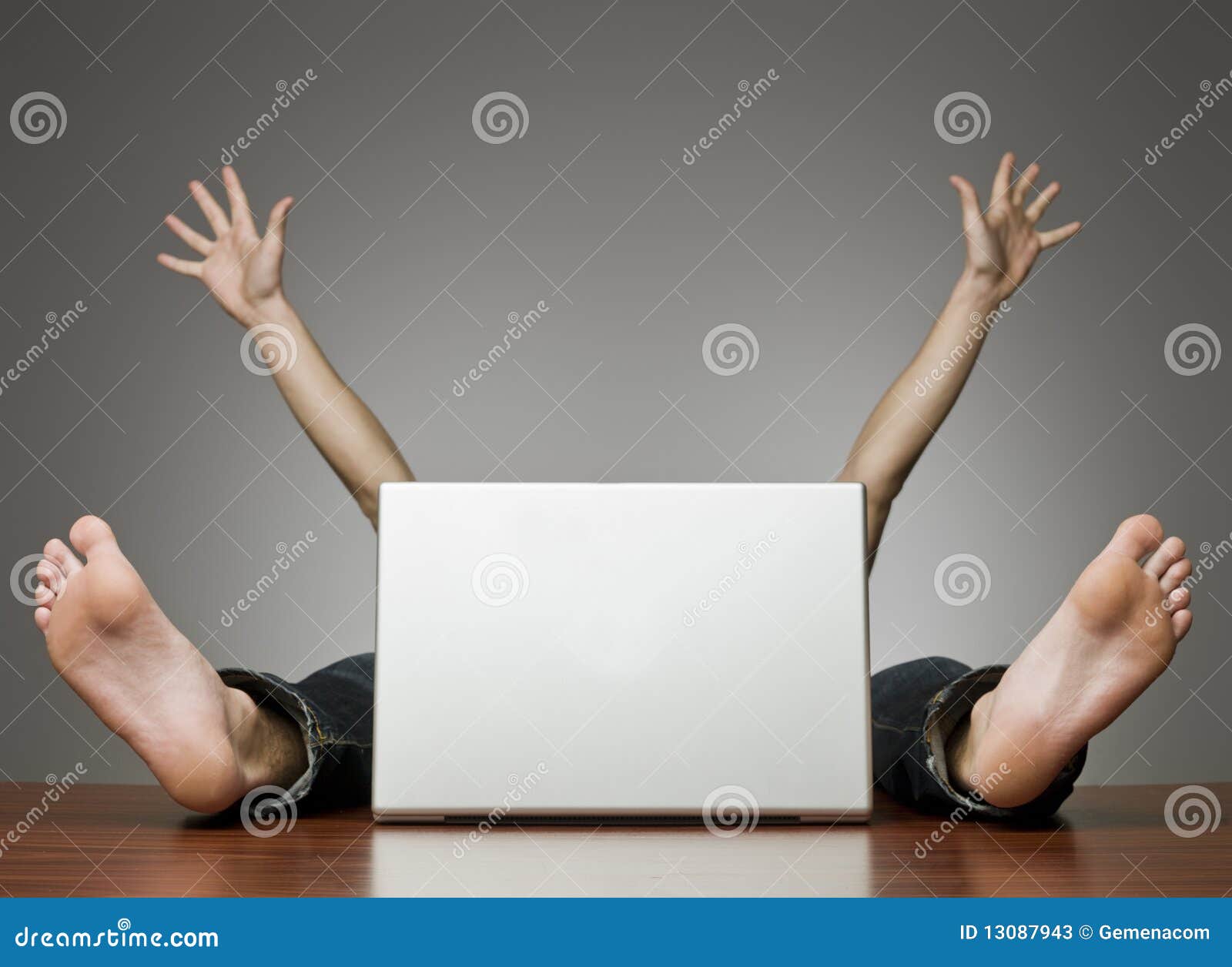 Happy man behind computer stock image. Image of full - 13087943
