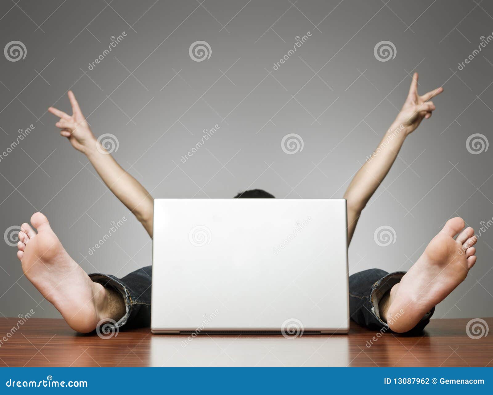 Happy man behind computer stock photo. Image of balding - 13087962