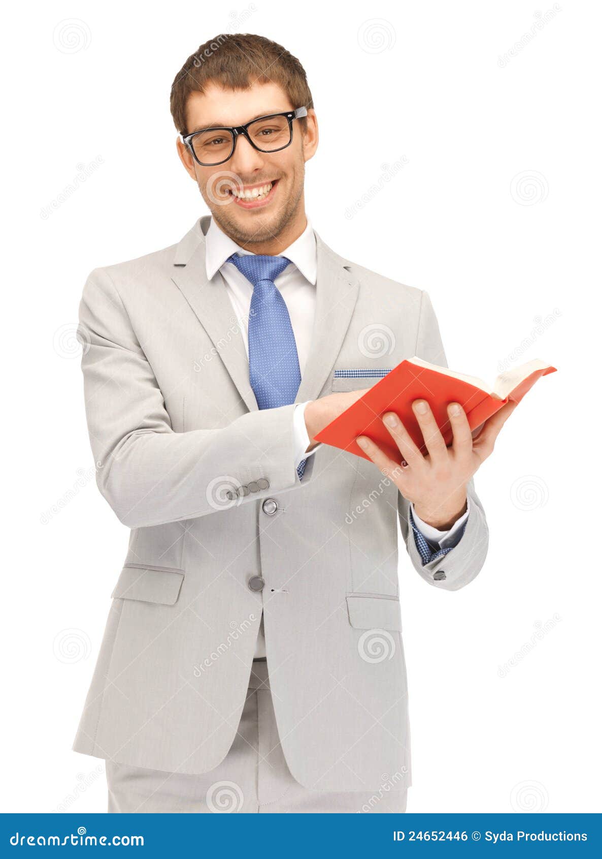 Happy man with book stock photo. Image of holding, businesspeople ...