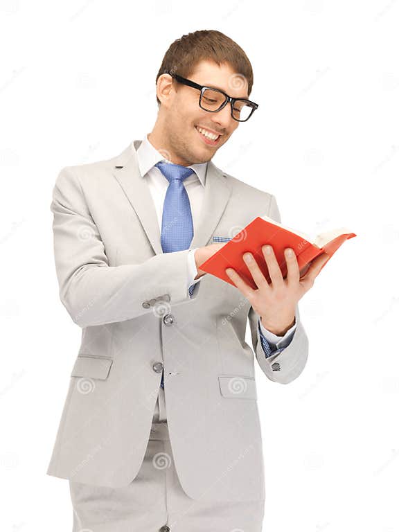 Happy man with book stock image. Image of human, person - 25094733