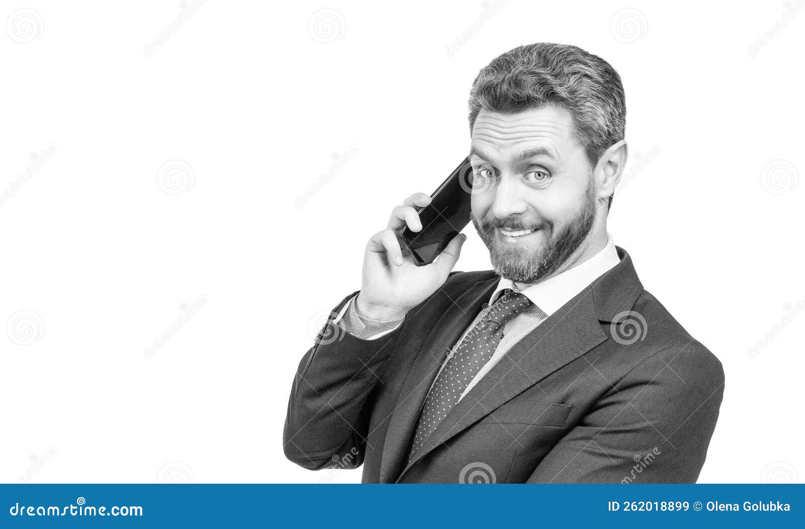 Happy Man Boss Talk on Mobile Phone Isolated on White Copy Space ...