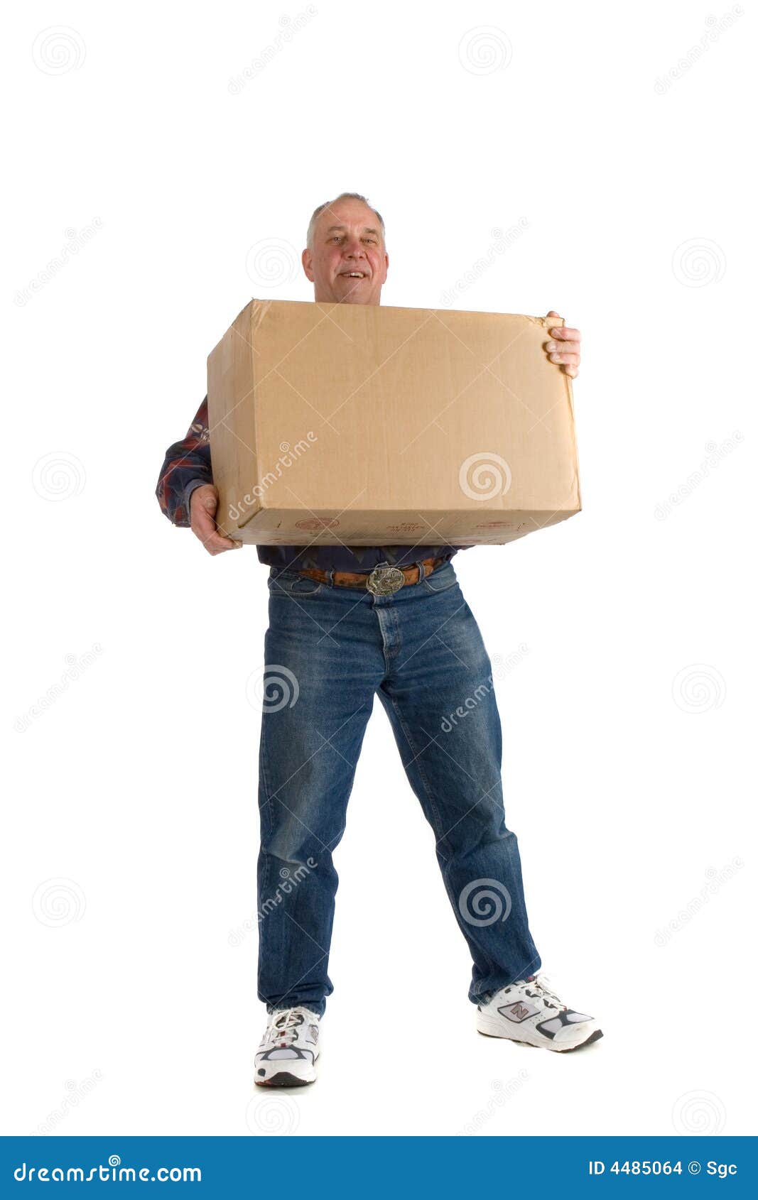 Happy man with a box stock photo. Image of white, present - 4485064