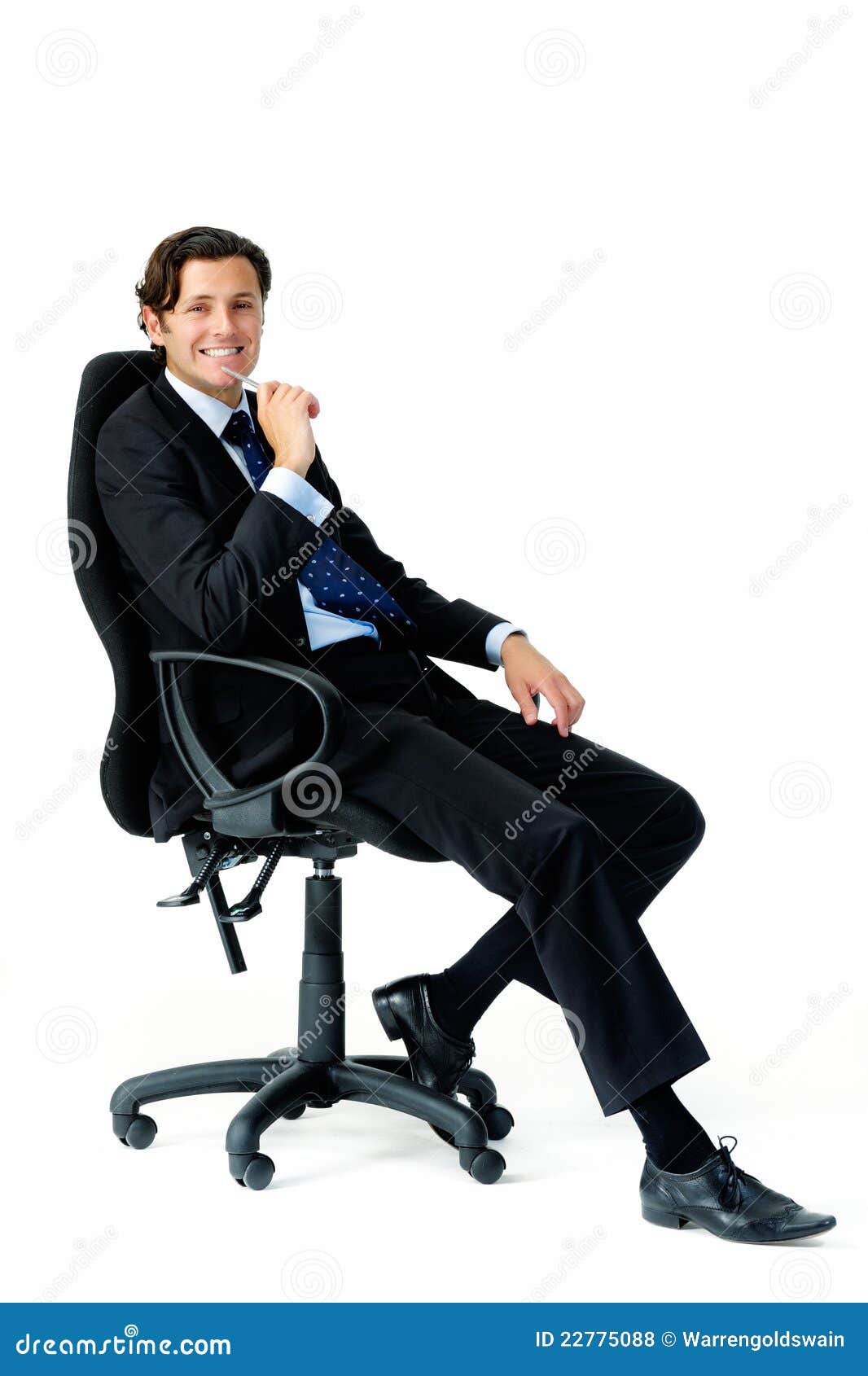 Happy Man in Business Attire Sitting Down Stock Photo - Image of ...