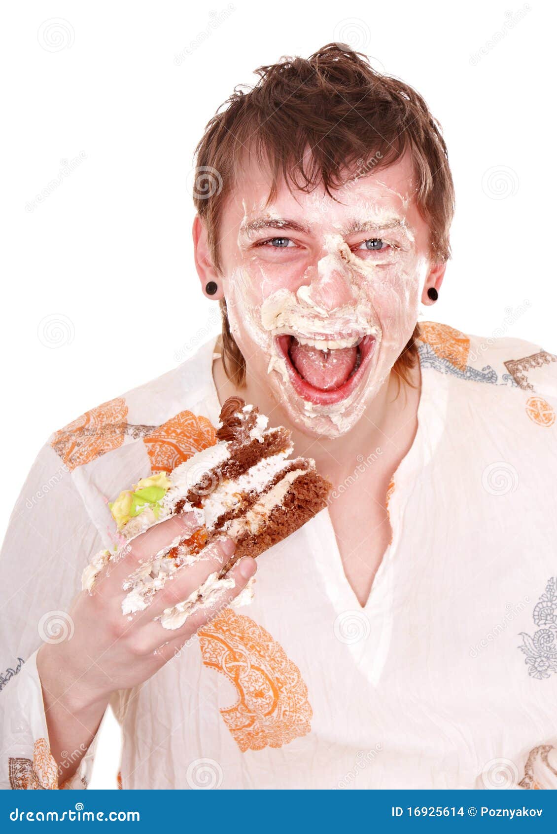 Happy man with cake stock photo. Image of happy, isolated - 16925614
