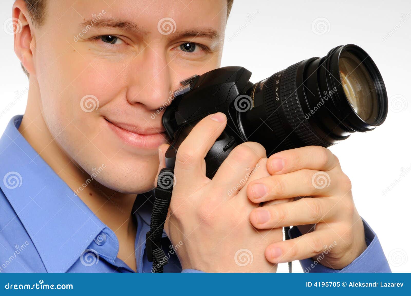 The Happy Man with the Camera Stock Image - Image of journalist ...