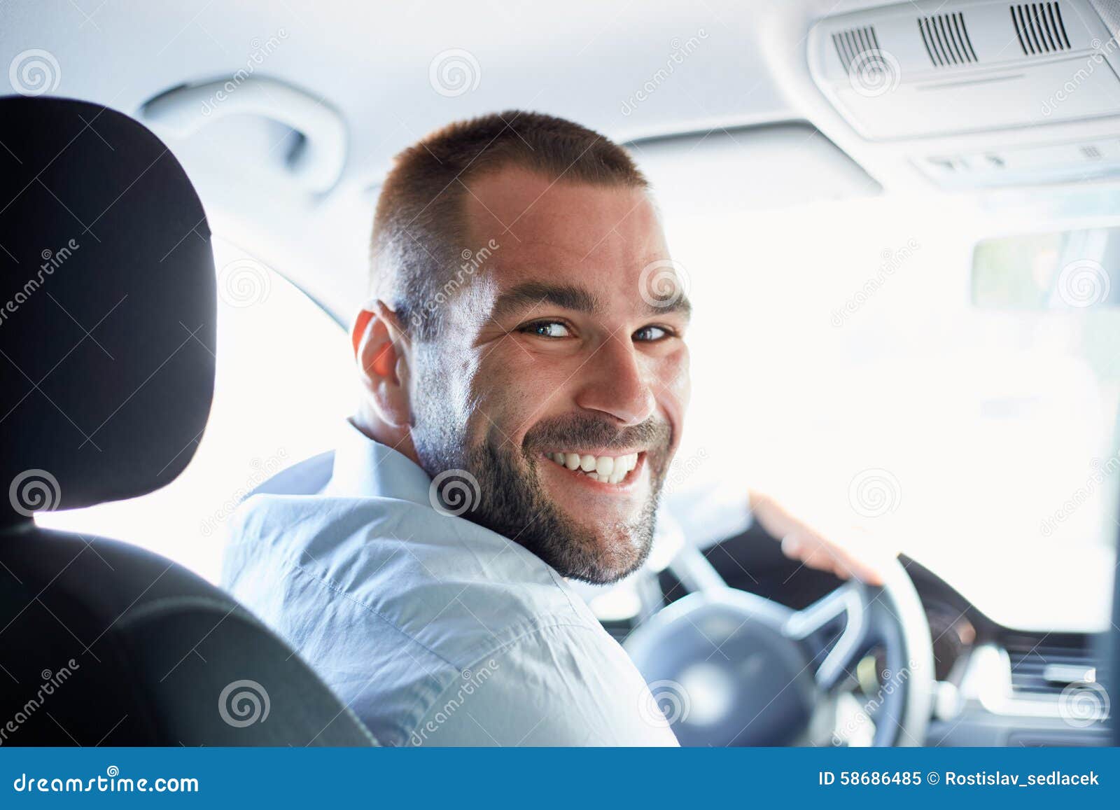 Happy man in car stock image. Image of businessman, driving - 58686485