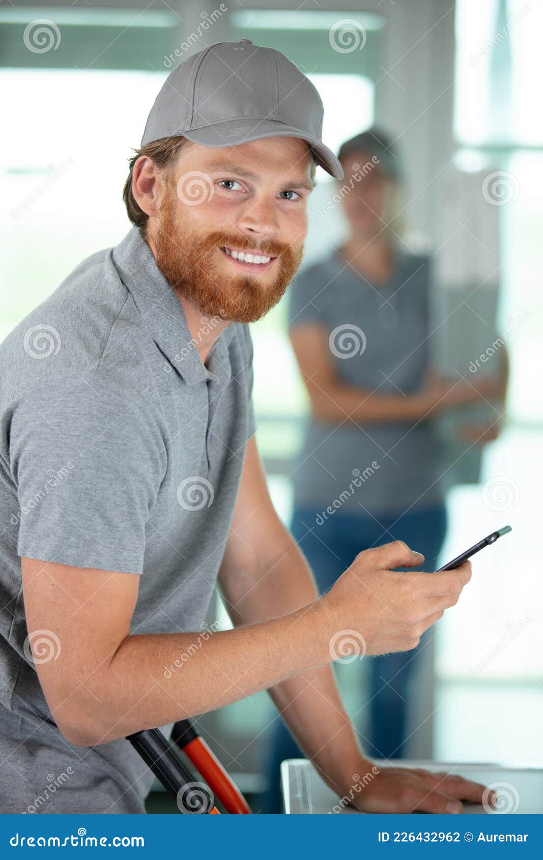 Happy Man Carrying Washing Machine Stock Photo - Image of work ...