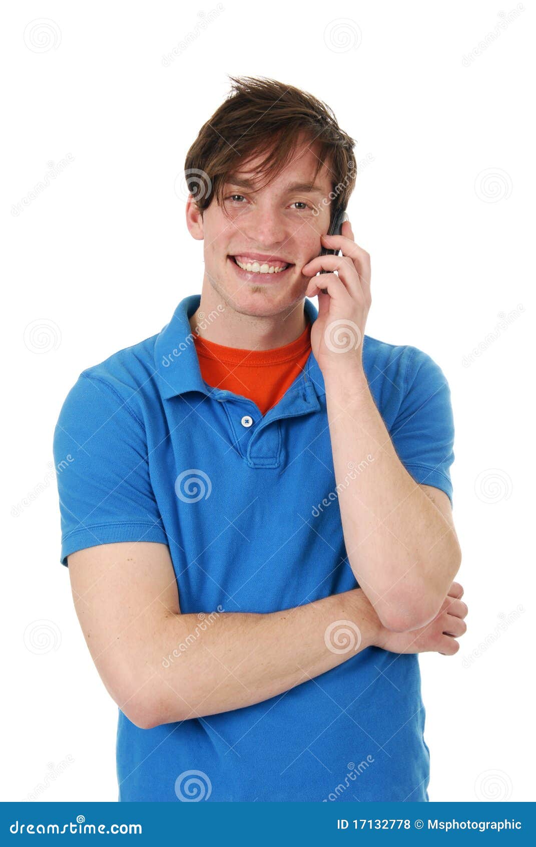 Happy man on a cell phone stock photo. Image of cell - 17132778