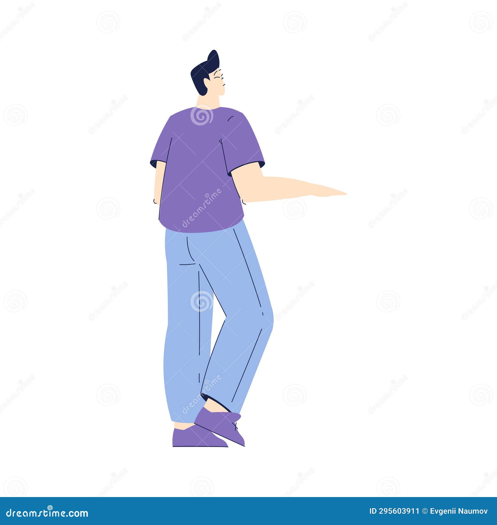 Happy Man Character Standing and Watching Something Vector Illustration ...