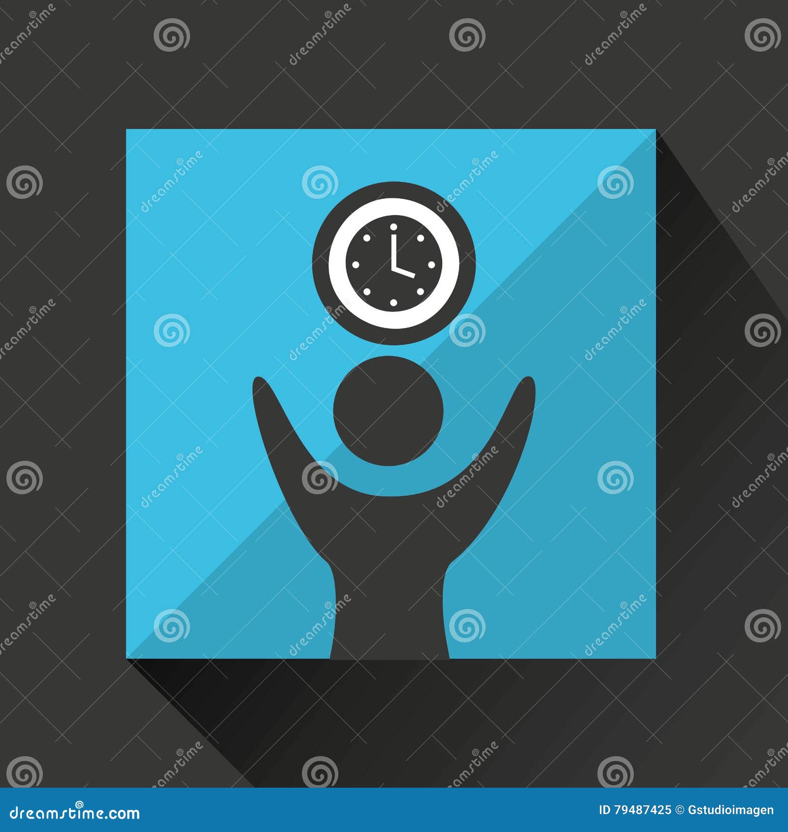 Happy Man with Clock Timw Icon Stock Illustration - Illustration of ...