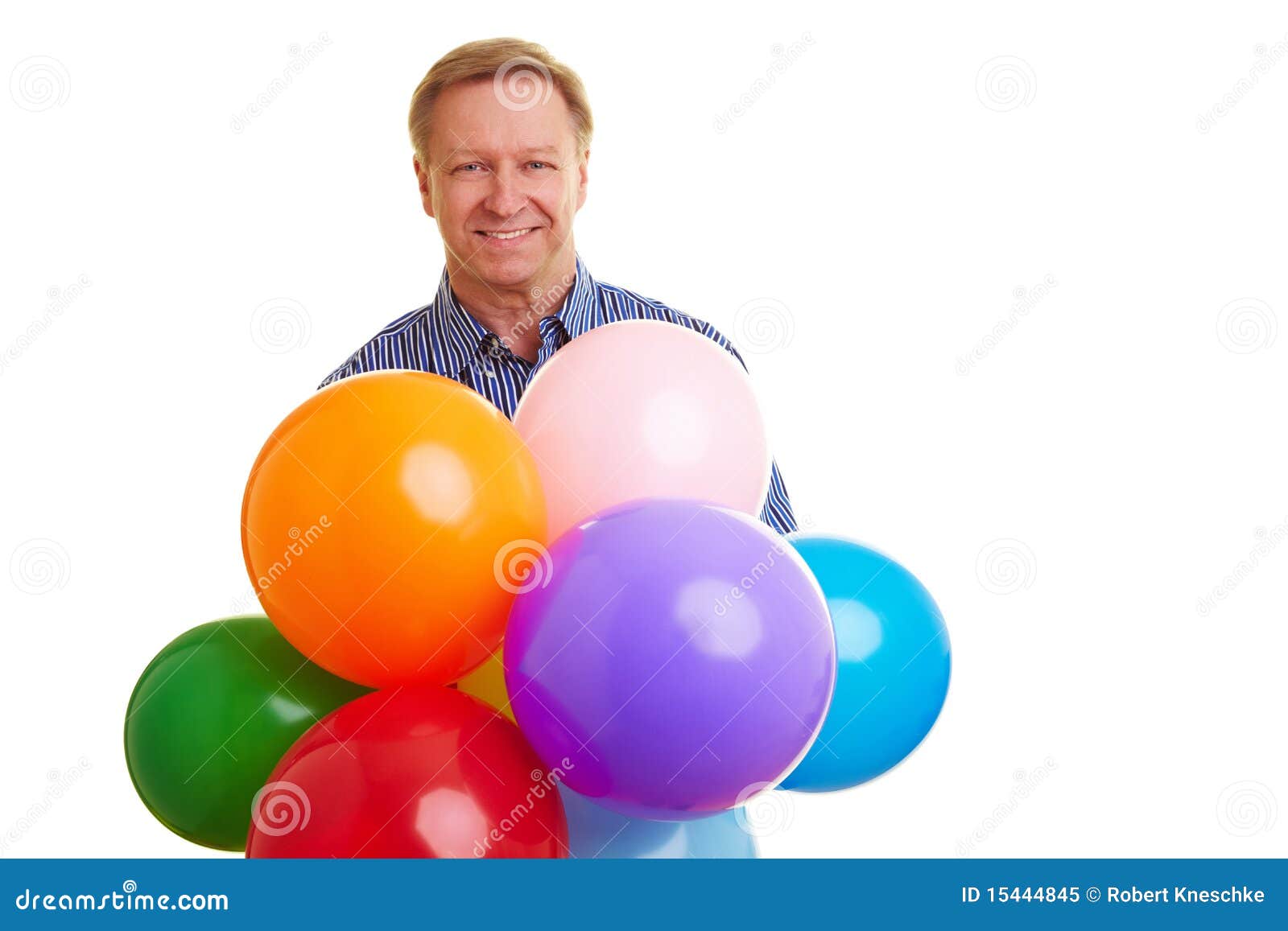 Happy Man with Colorful Balloons Stock Image - Image of enthusiasm ...