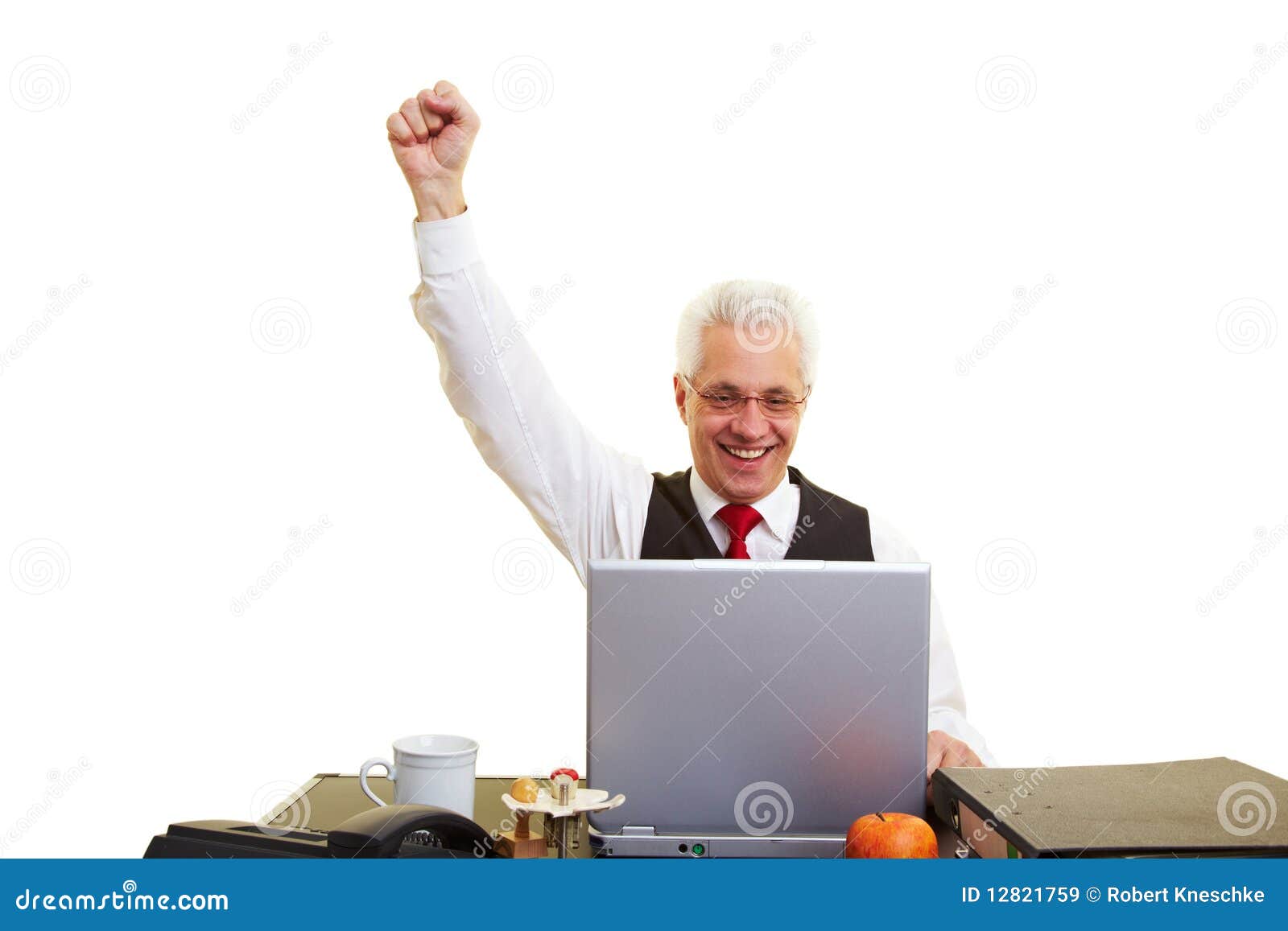 Happy man with computer stock image. Image of online - 12821759