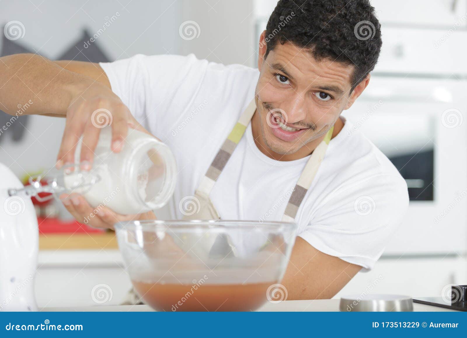 Happy Man Cooking at Kitchen Stock Image - Image of home, boiling ...