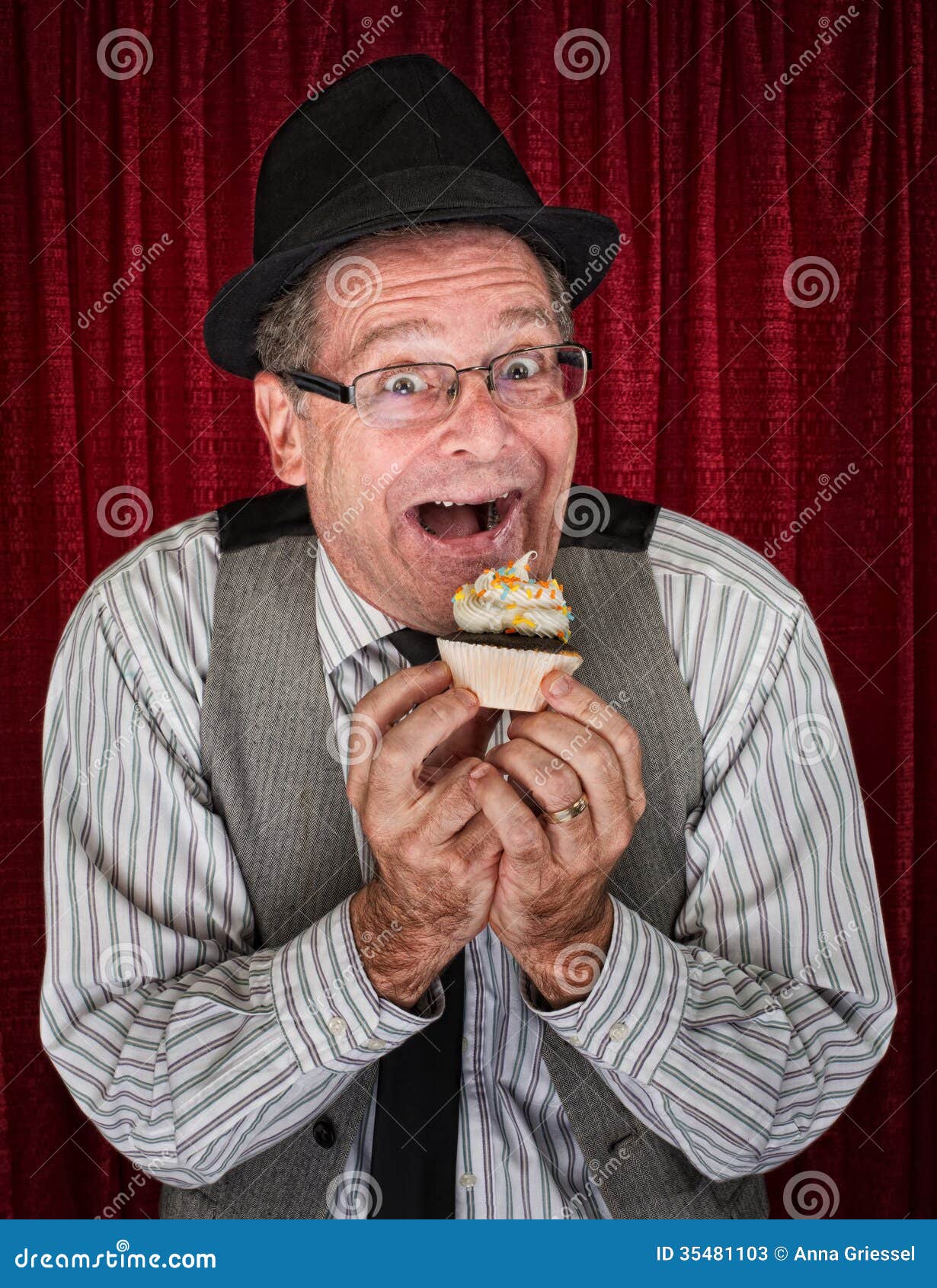 Happy Man with Cupcake stock image. Image of handsome - 35481103