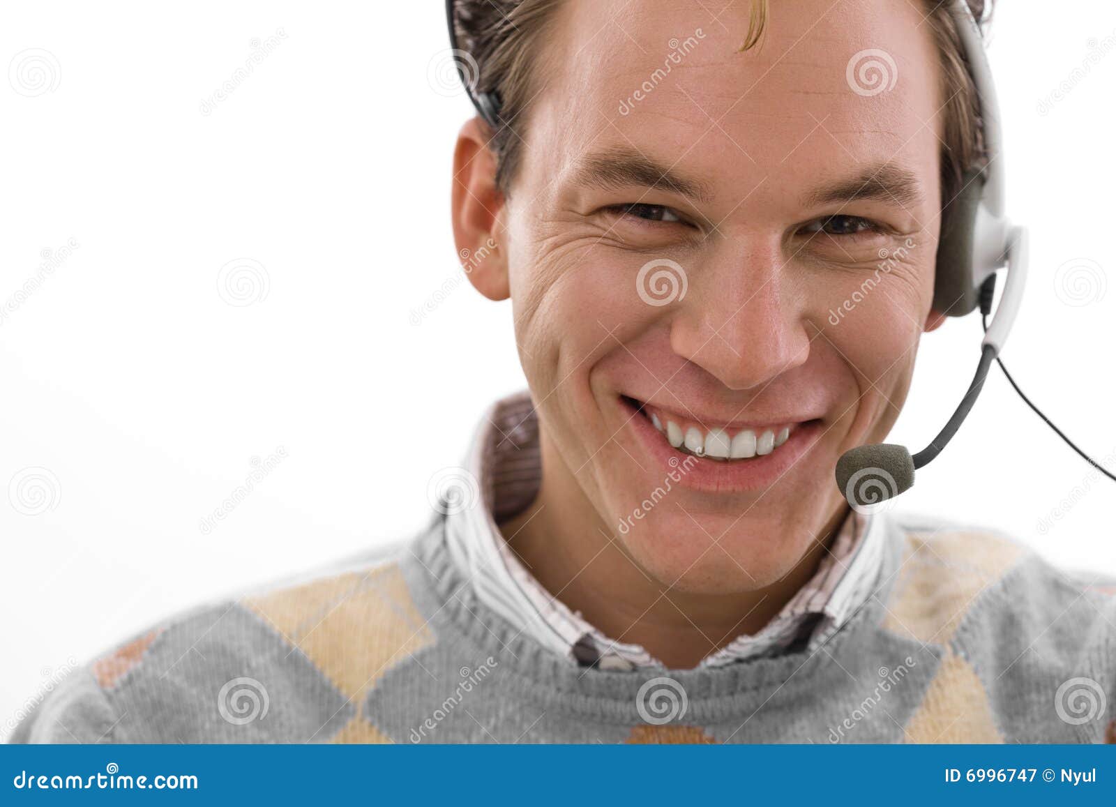Young Man Headset Relaxed Customer Service Stock Photos - Free ...
