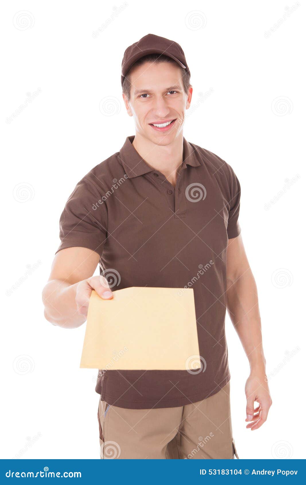 Happy man delivering mail stock photo. Image of cheerful - 53183104