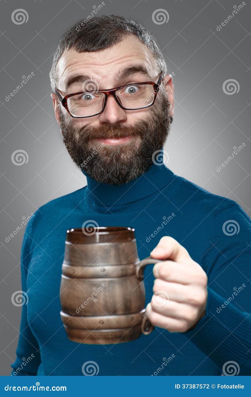 Happy Man Drinking Beer from the Mug Stock Photo - Image of lifestyle ...