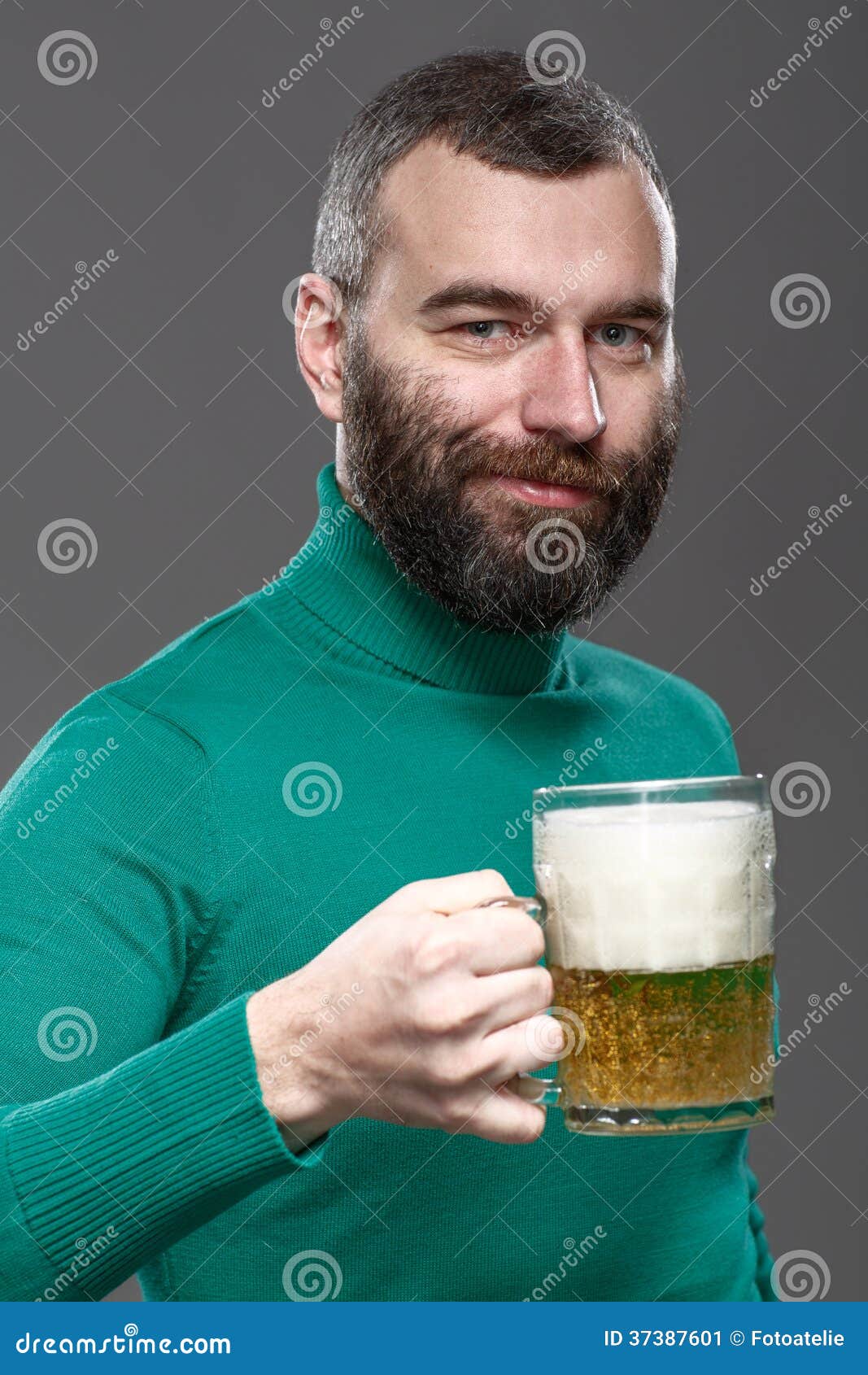 Happy Man Drinking Beer from the Mug Stock Image - Image of male ...